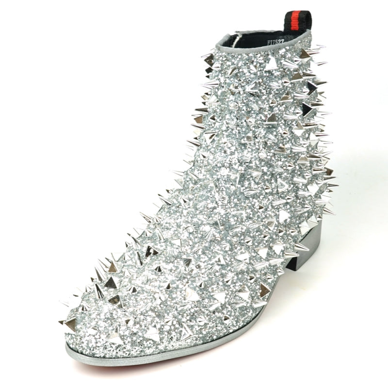 FI-7527 Silver Glitter Silver Spikes Boot Encore by Fiesso – Unique ...