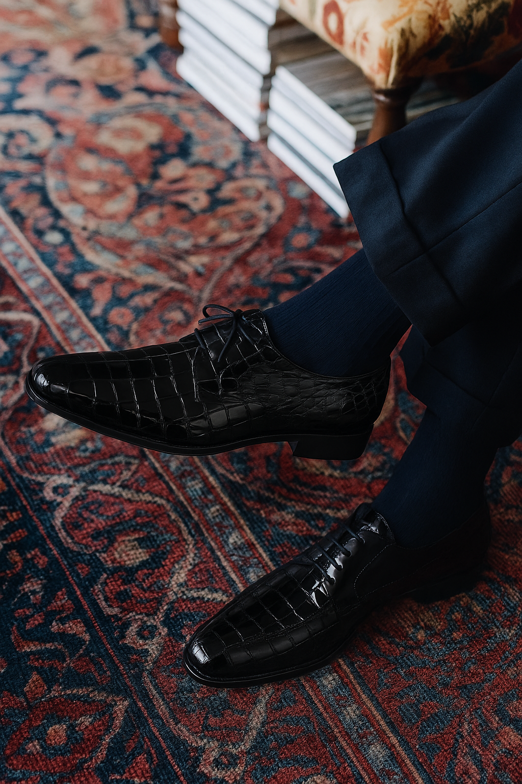 Belvedere - Lago, Genuine American Alligator Dress Shoe - Black - 1401 ...