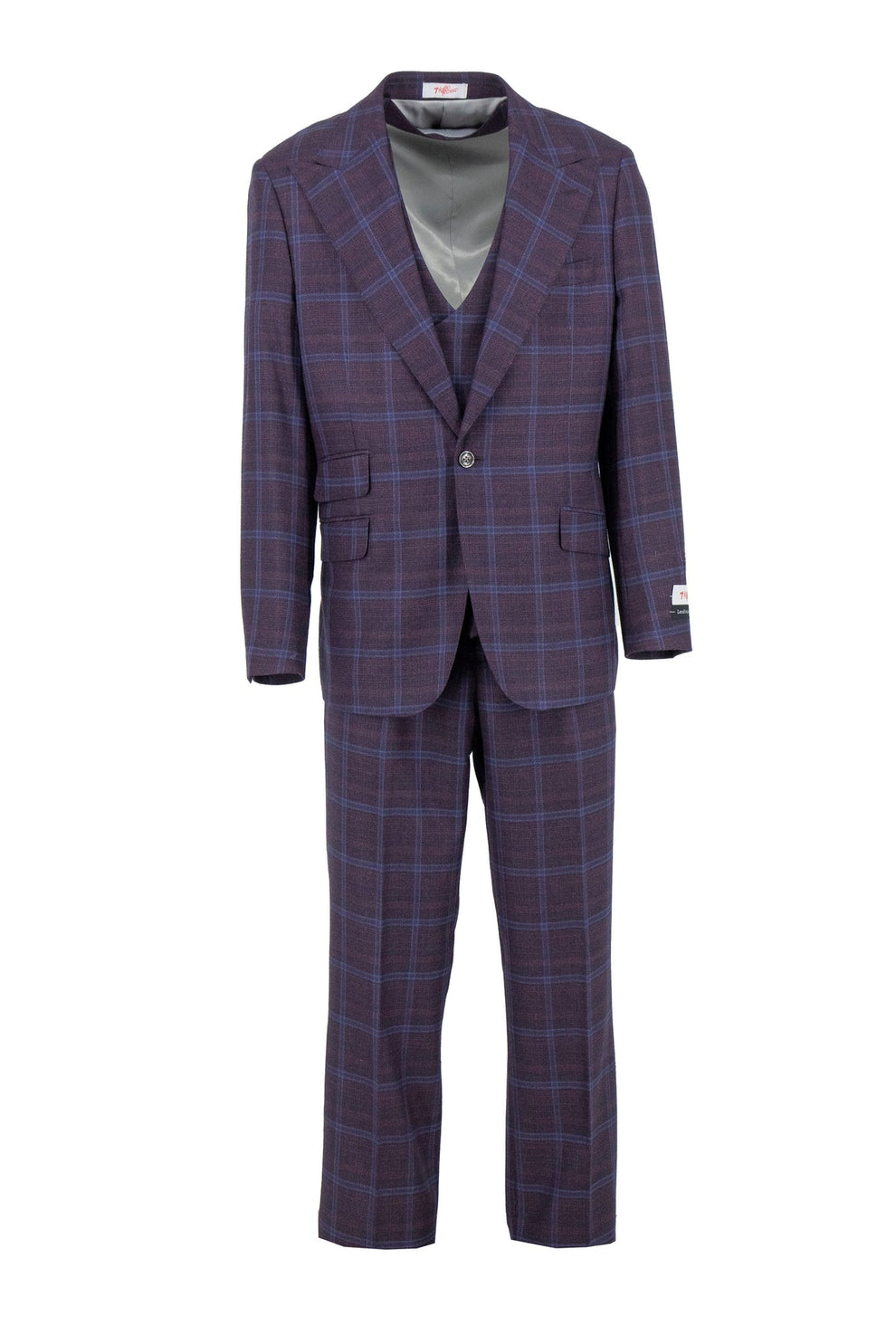 Tiglio Rosso Orvietto Semi Wide Leg Purple/Blue Plaid TL7519 – Unique ...