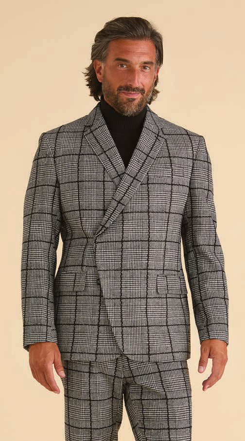 Inserch Wool Blend DB Glenn Check Suit BL504-41 Black/White – Unique ...